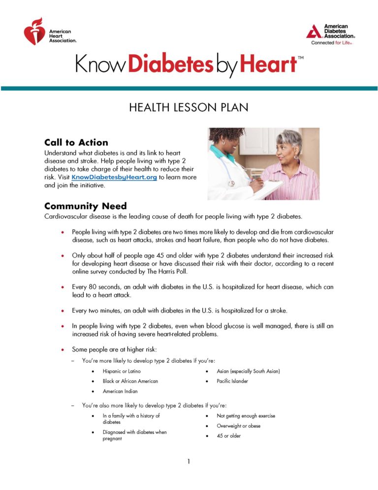 KDBH Health Lesson Plan - Know Diabetes by Heart
