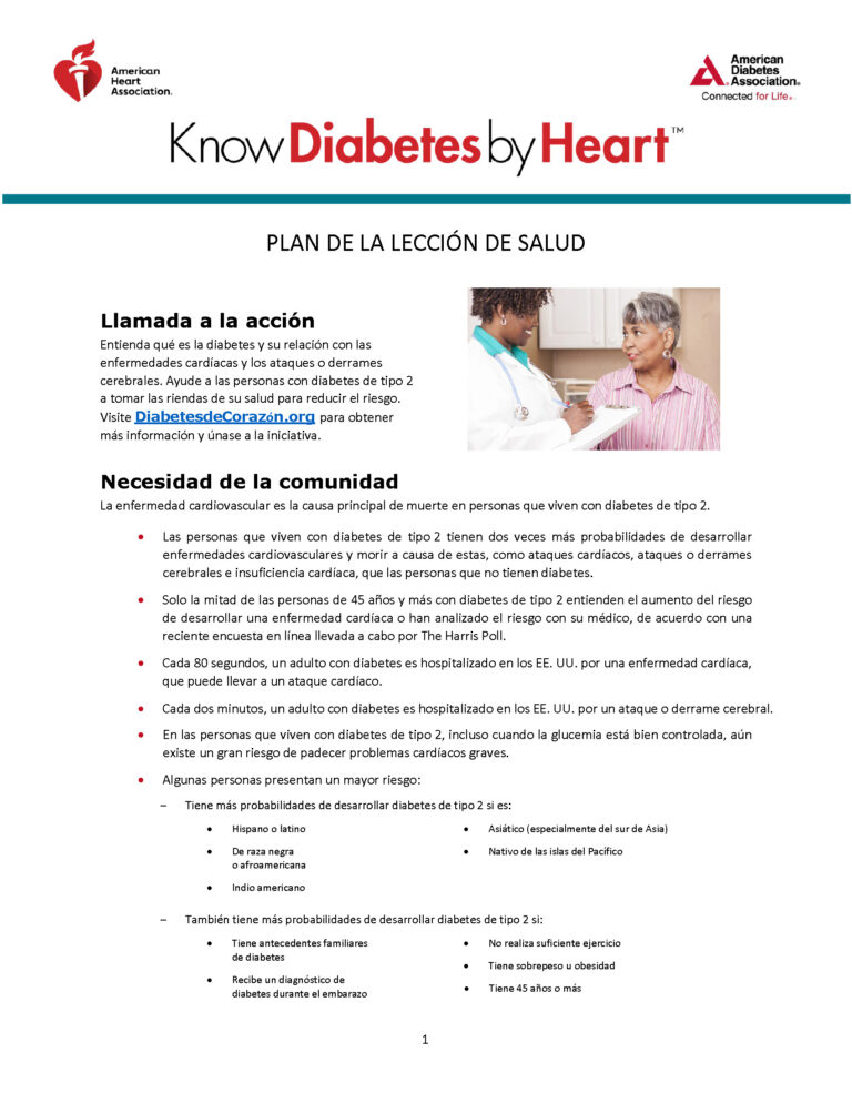 KDBH Health Lesson Plan - Spanish - Know Diabetes by Heart
