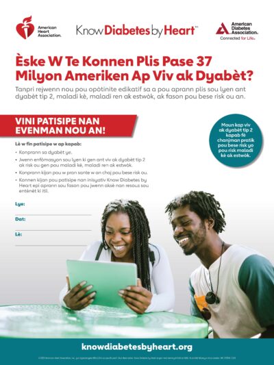 Health Lesson Event Poster - Haitian-Creole - Know Diabetes by Heart